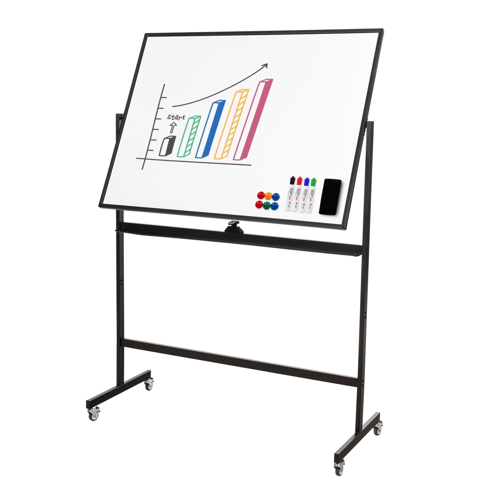 Comix 48x36 Inches Double-Sided Magnetic Mobile Whiteboard with Wheels ...