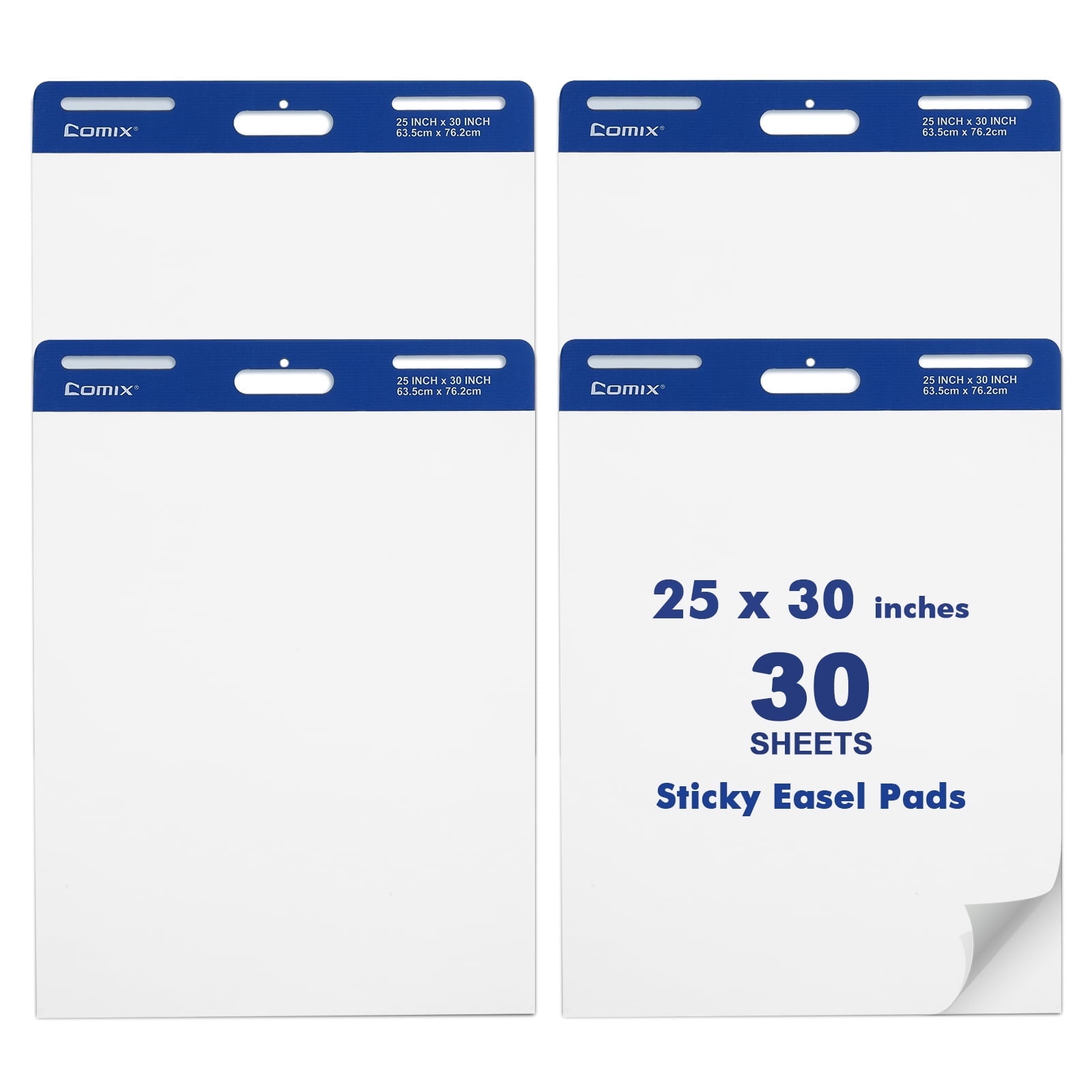 Comix 25 x 30 inch Sticky Easel Pad,Flip Chart Paper for Office School Home, 30 Sheets, 4 Pads ...