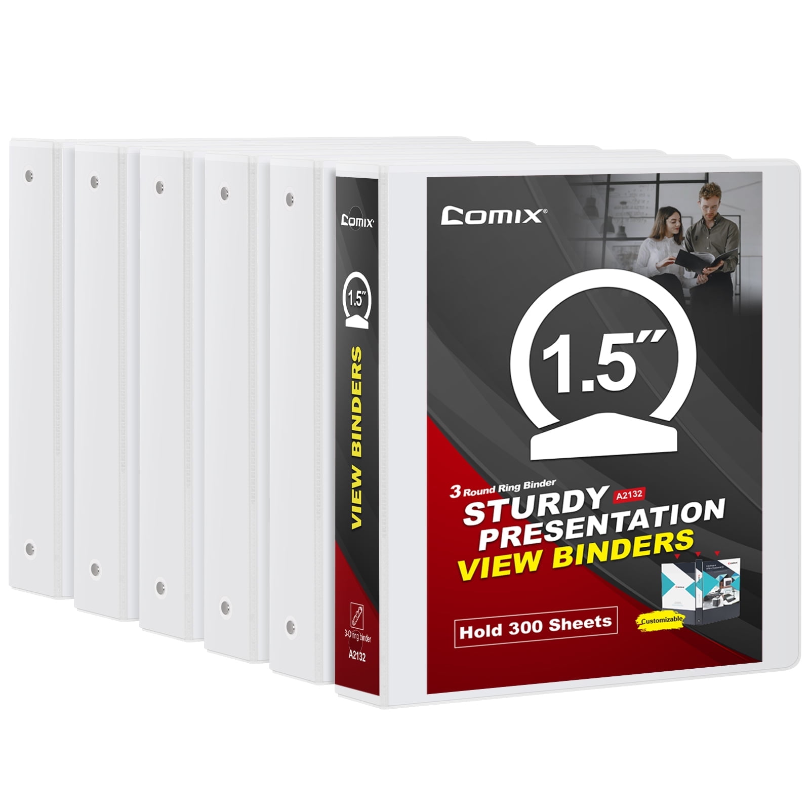 Comix Sturdy 1-1/2" inch Round Ring View Binder, 1.5 inch 3 Ring Binder ...