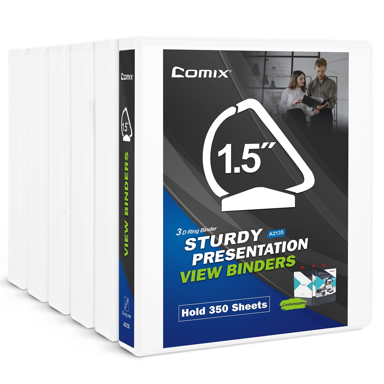 Comix Sturdy 1.5 inch D-Ring Binders,3 Ring Binder with Clear View ...