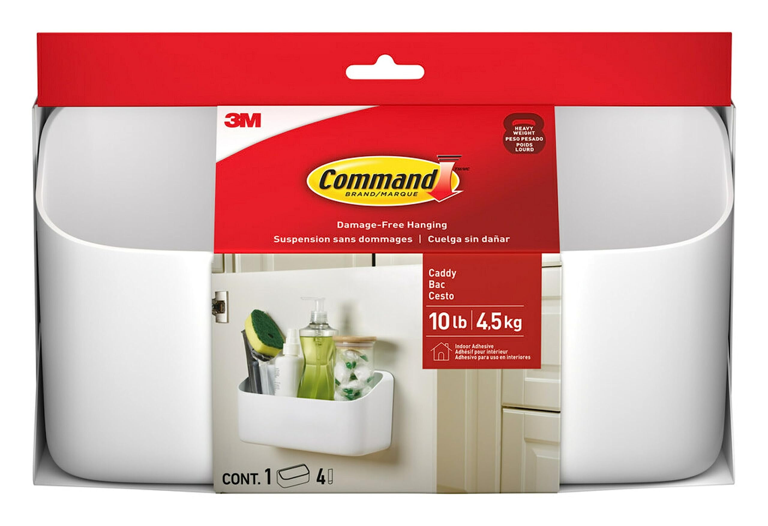 Command 10 Lb Large Organizing Caddy with 4 Command Strips, 9.91" x 3. ...