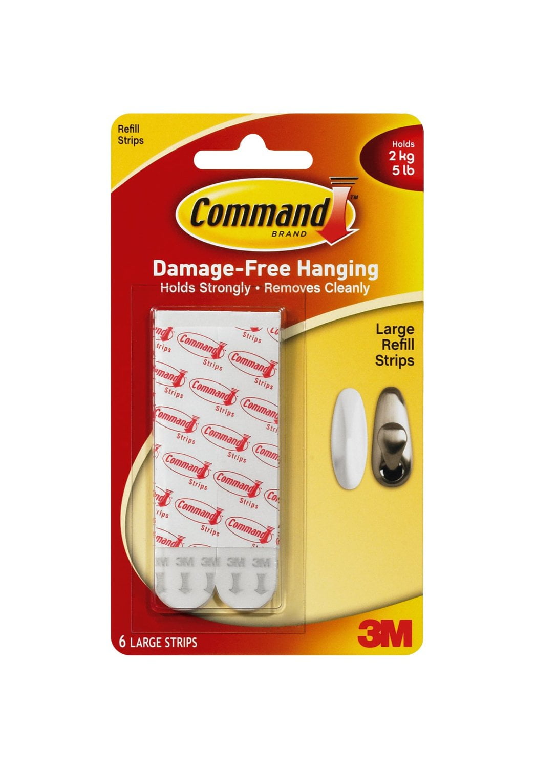 Command 17023P Large Mounting Refill Strip, White, 6-Count, Each ...