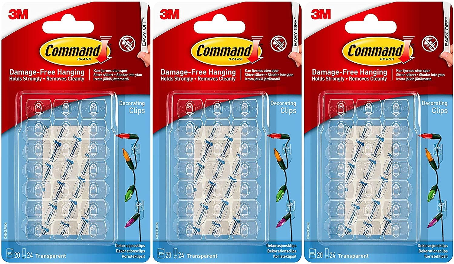 Command 17026CLR-ES Decorating Clips, Clear, 20-Clips 3 Pack - Walmart ...