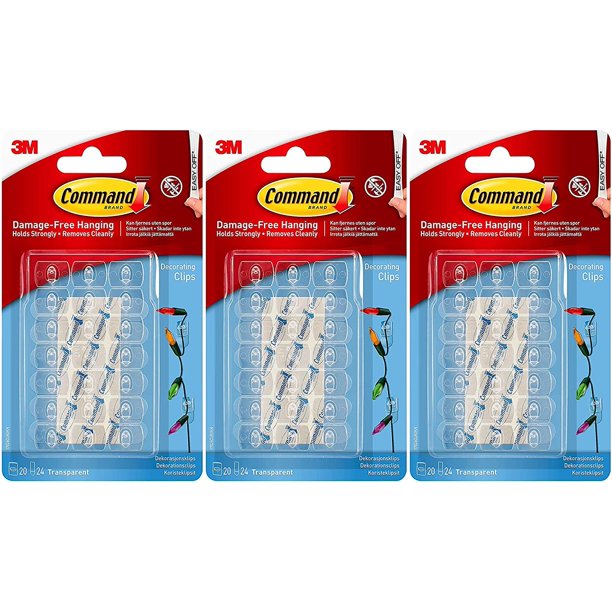 Command 17026CLR-ES Decorating Clips, Clear, 20-Clips 3 Pack - Walmart ...