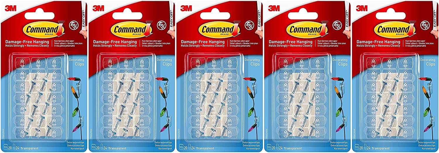 Command 17026CLR-ES Decorating Clips, Clear, 20-Clips 5 Pack - Walmart.com