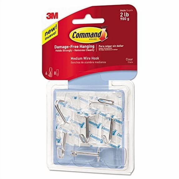 Command 17065CLRVPES Clear Hooks & Strips Plastic Medium 6 Hooks & 8 ...