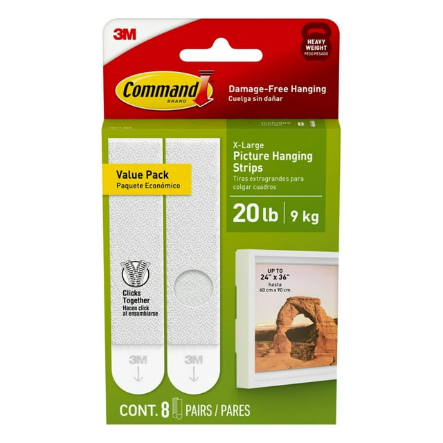 Command 20 Lb XL Heavyweight Picture Hangers, Damage-Free Hanging, 8 ...
