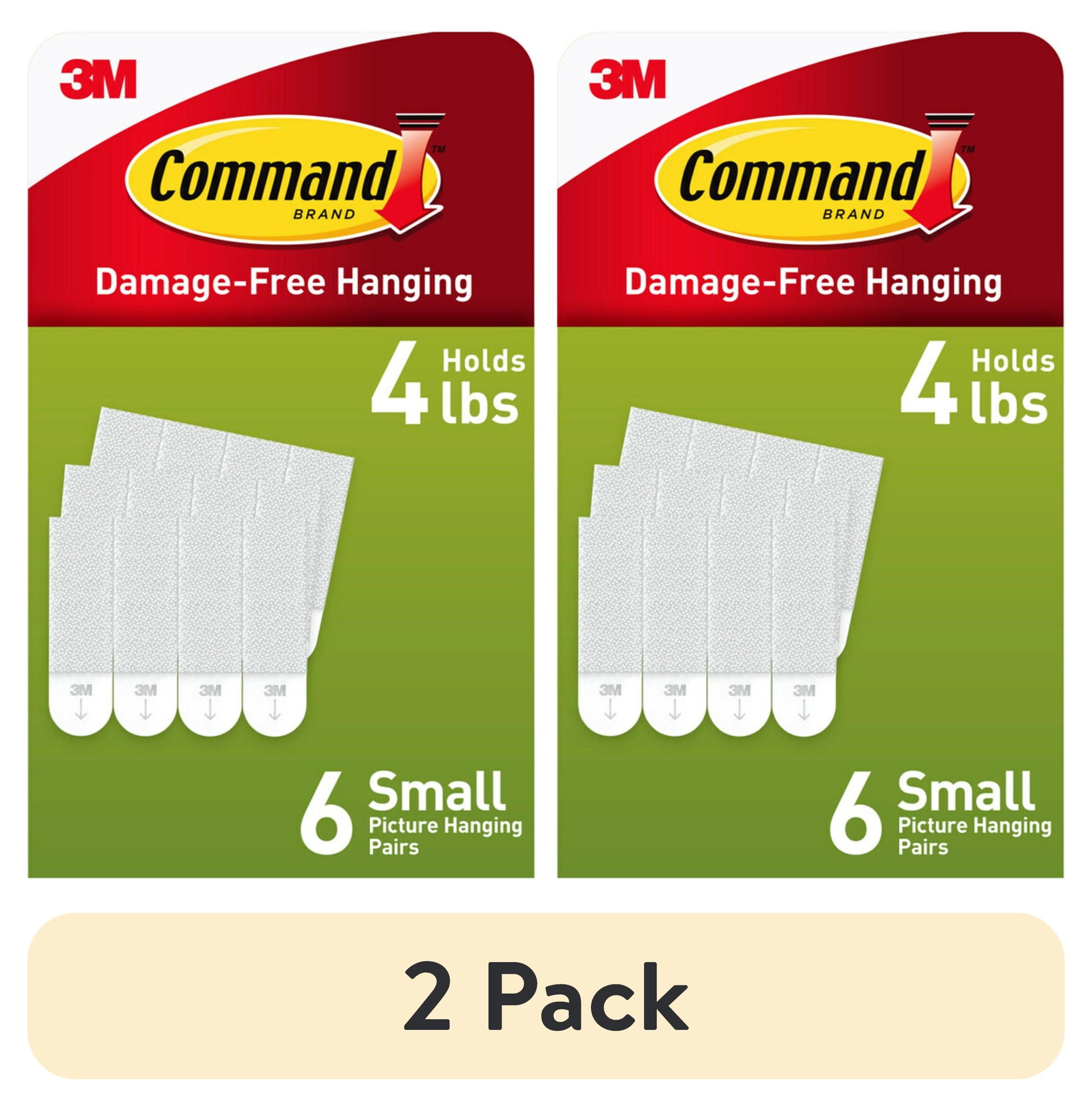 (2 pack) Command 4 lb White Picture Hanging Strips, 6 Pairs - Walmart.com