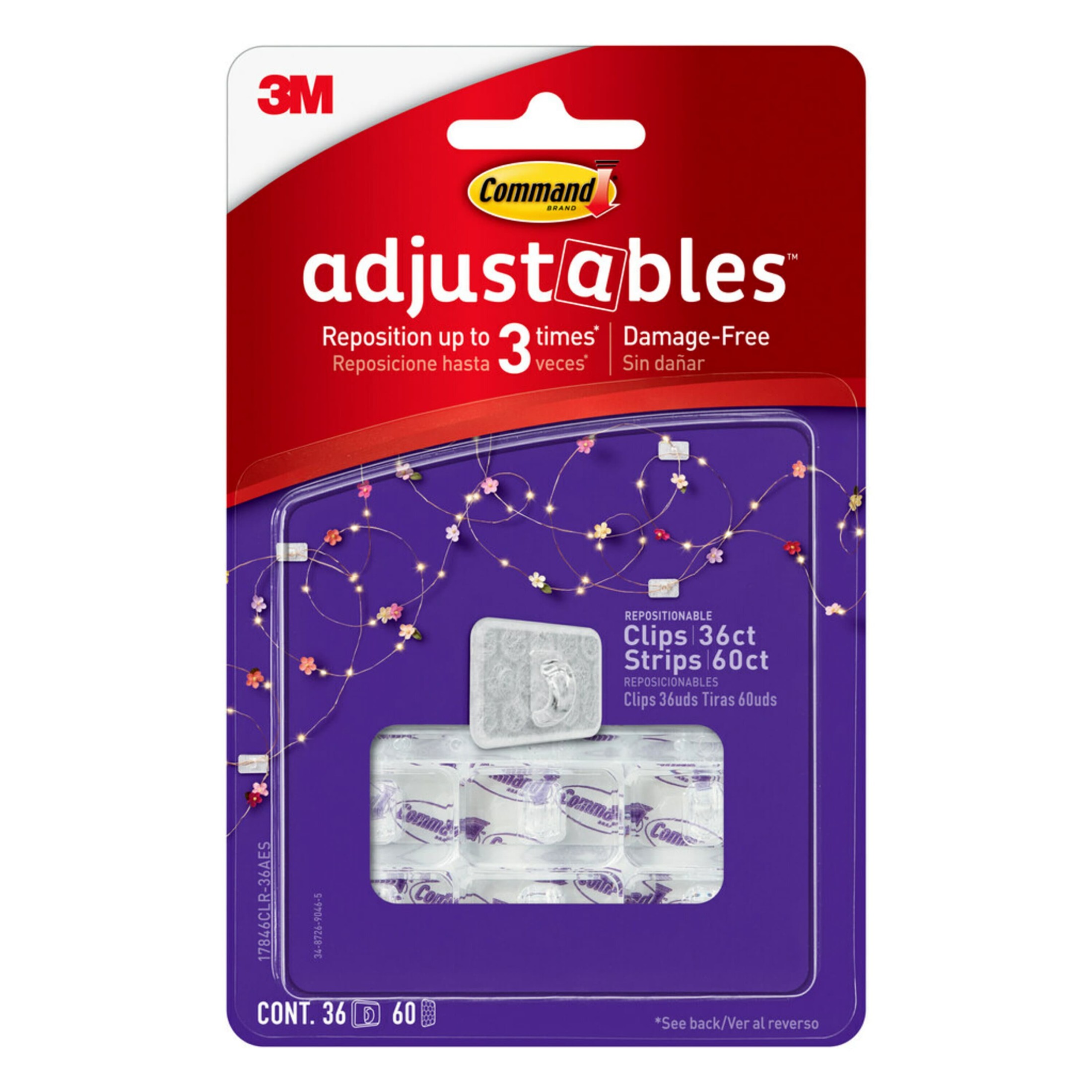 Command Adjustables Mini Decorating Clips, Clear, 36 Wall Clips ...