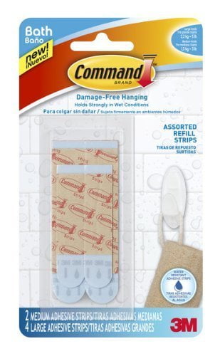 Command Water-Resistant Mounting Strips Refill - 2 Medium, 4 Large ...