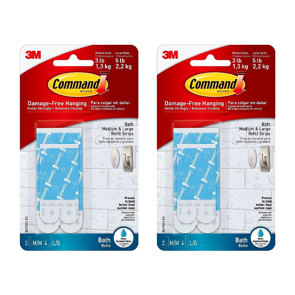 Command Bath Assorted Water Resistant Refill Strips Medium Large ...
