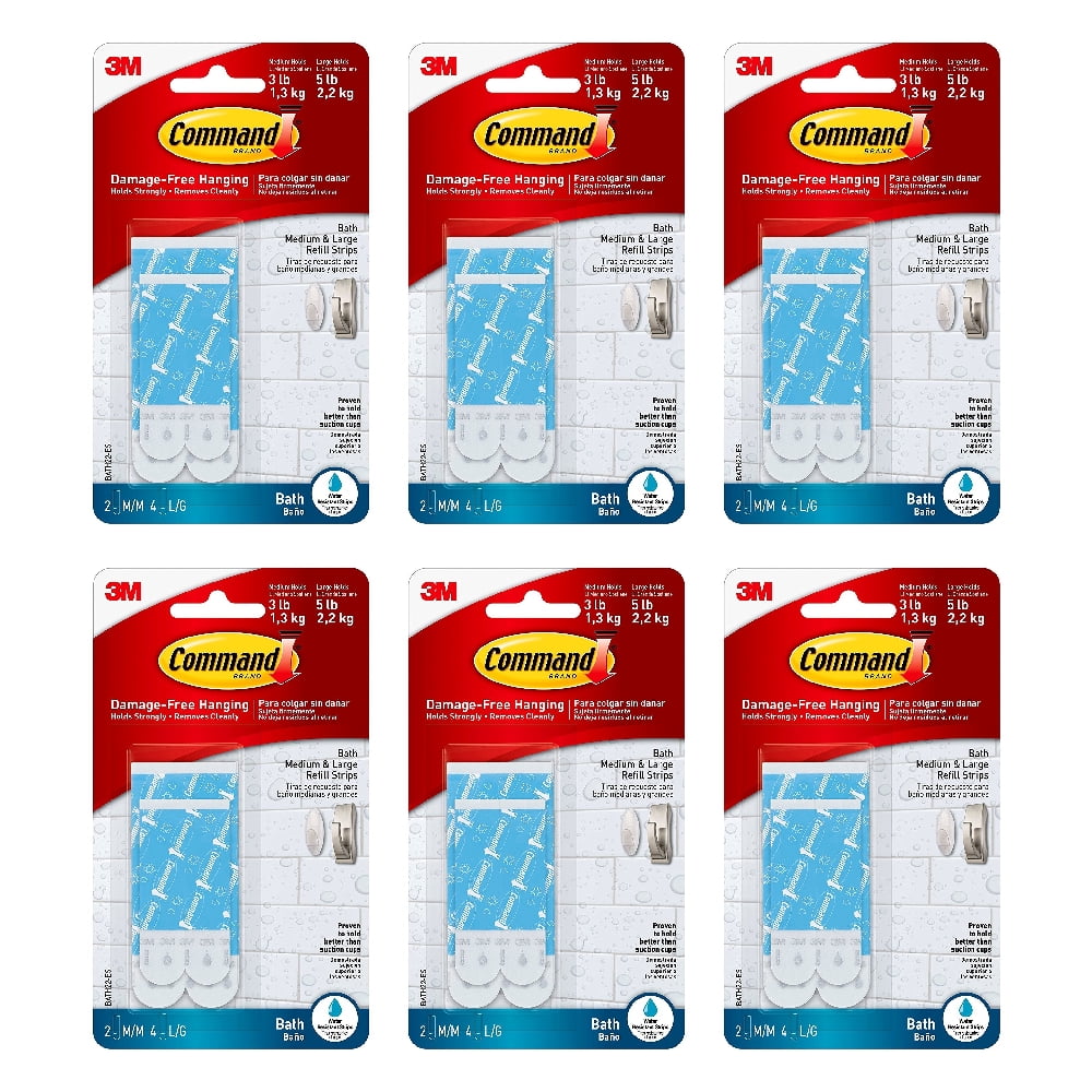 Command Bath Assorted Water Resistant Refill Strips Medium Large ...