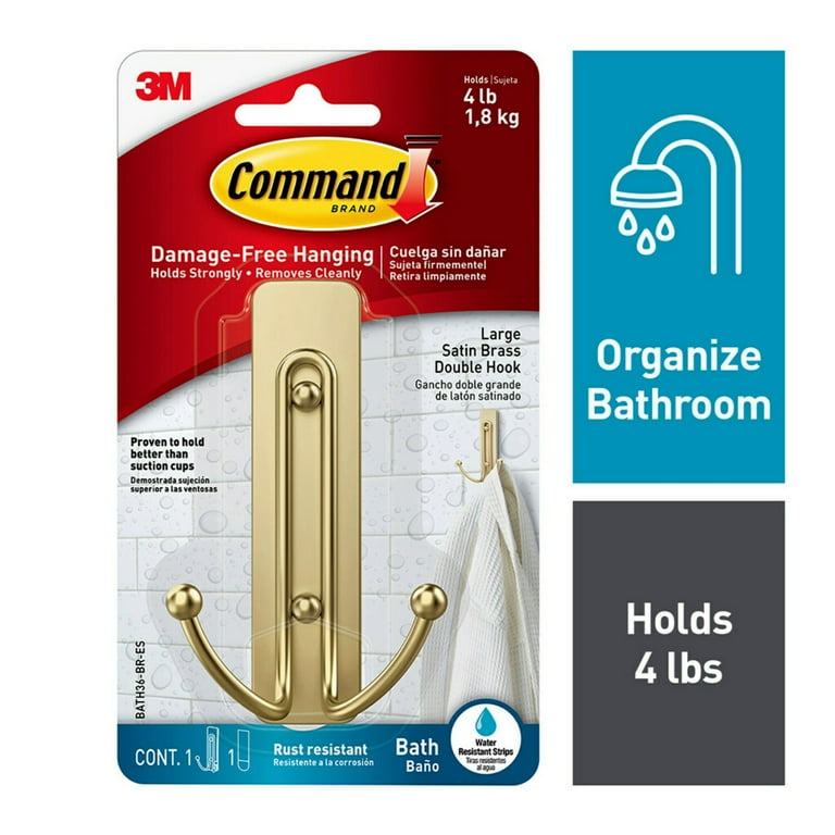 Command Bath Large Satin Brass Hook Bathroom Organization Walmart