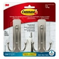 Command Bath Large Satin Nickel Double Hooks, 2pk - Walmart.com