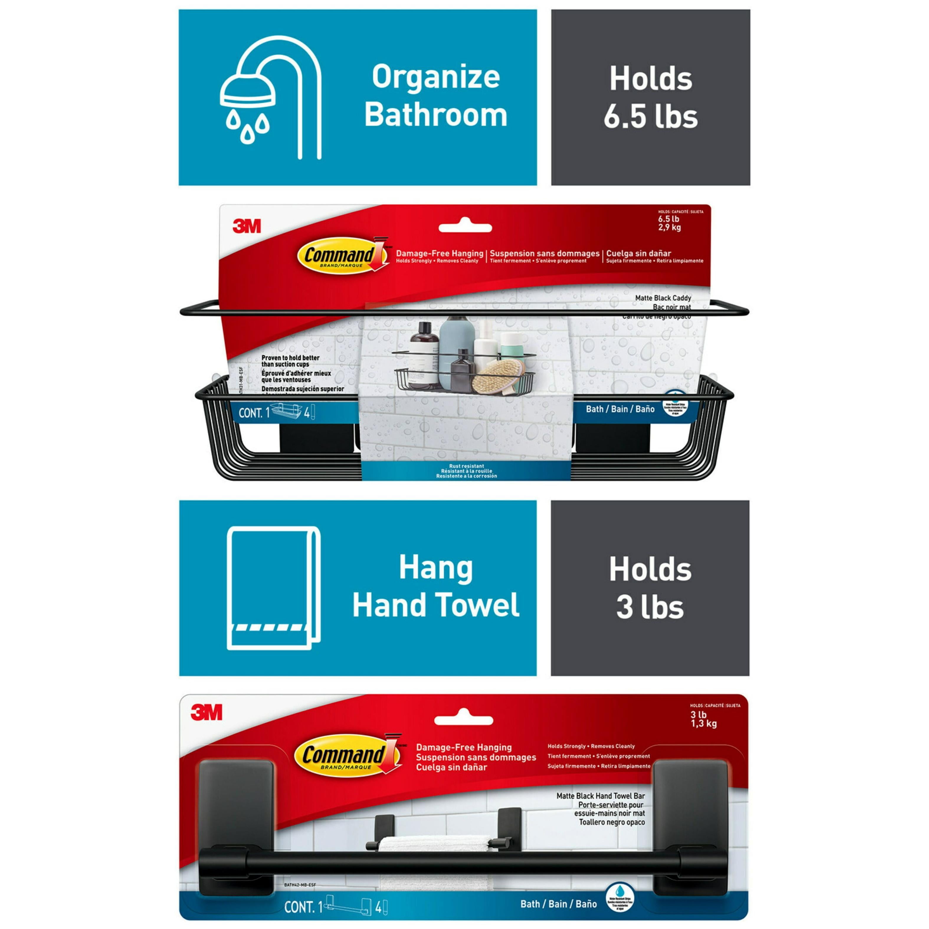 Command Bath Shower Caddy Matte Black and Command Bath Towel Bar Matte ...