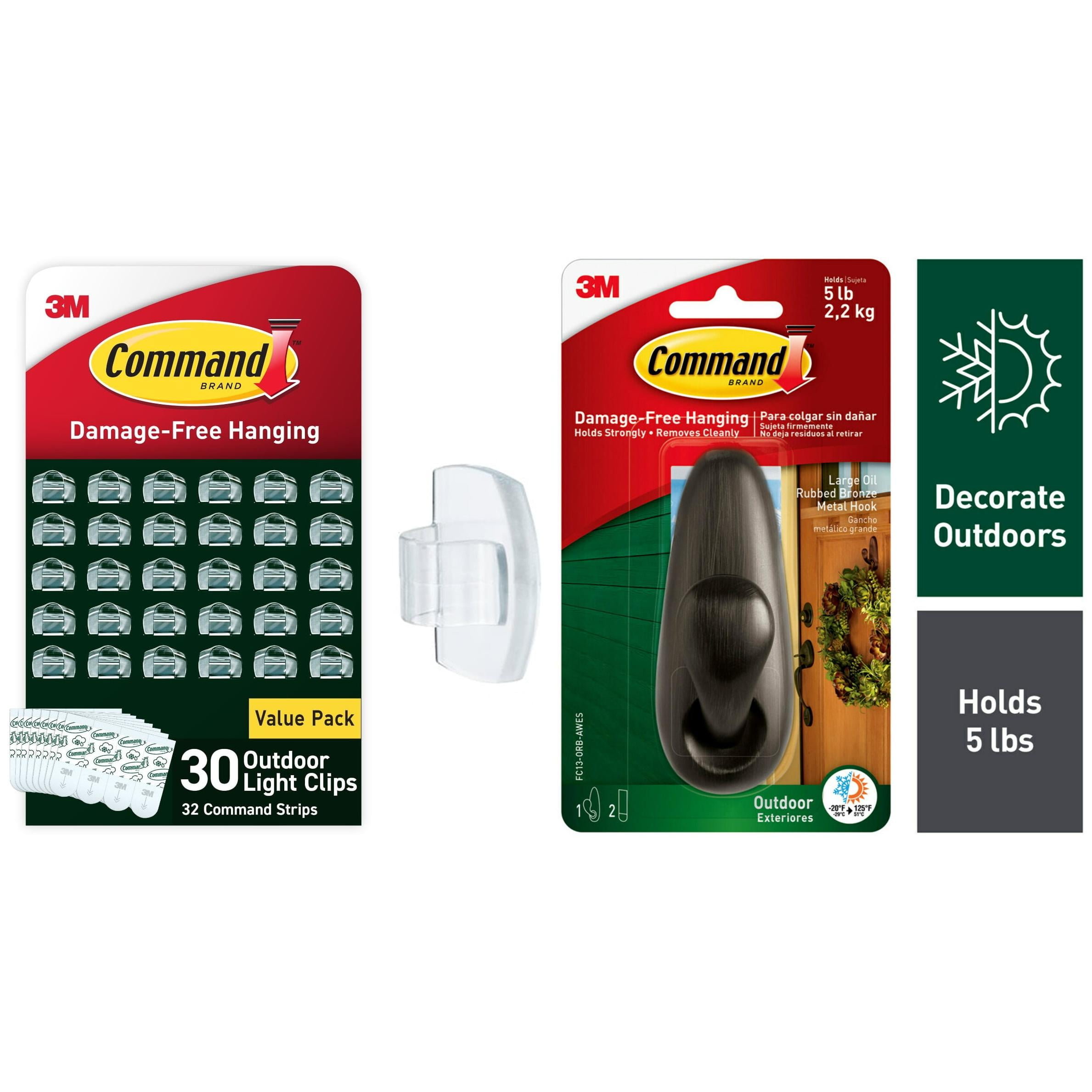 Command Bundle: 30 Outdoor Light Clips with 32 Strips AND 1 Outdoor ...