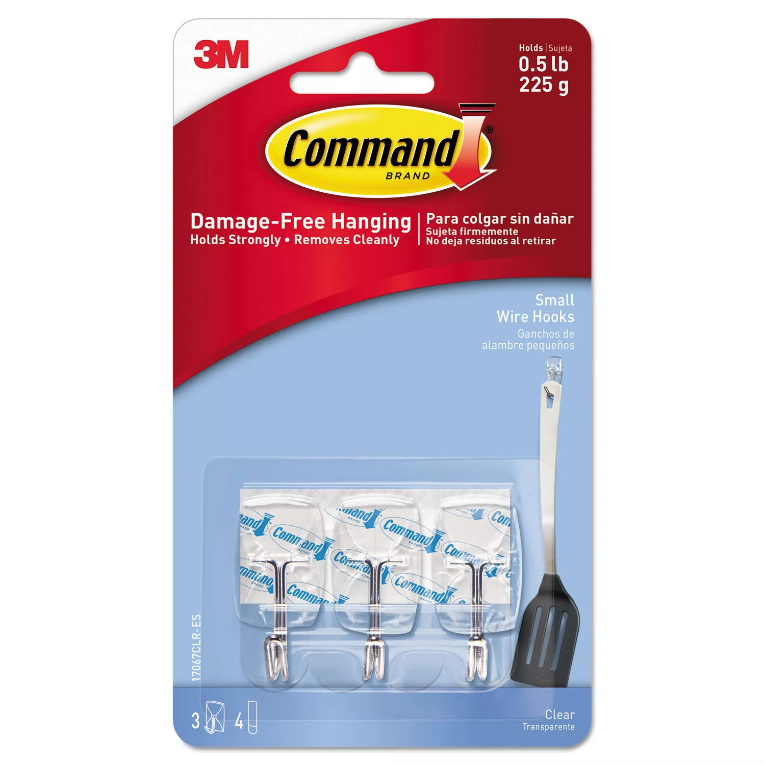 Command Clear Hooks & Strips Plastic/Wire Small 3 Hooks & 4 Strips/Pack ...