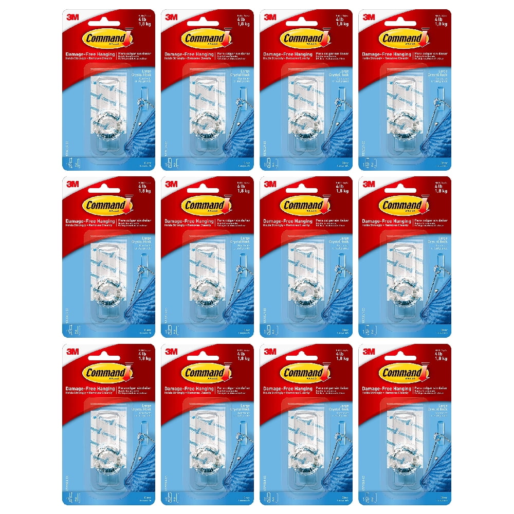 Command Clear Large Crystal Knob Hook, Damage-Free Hanging, Removable, Refillable, 4lbs Capacity ...