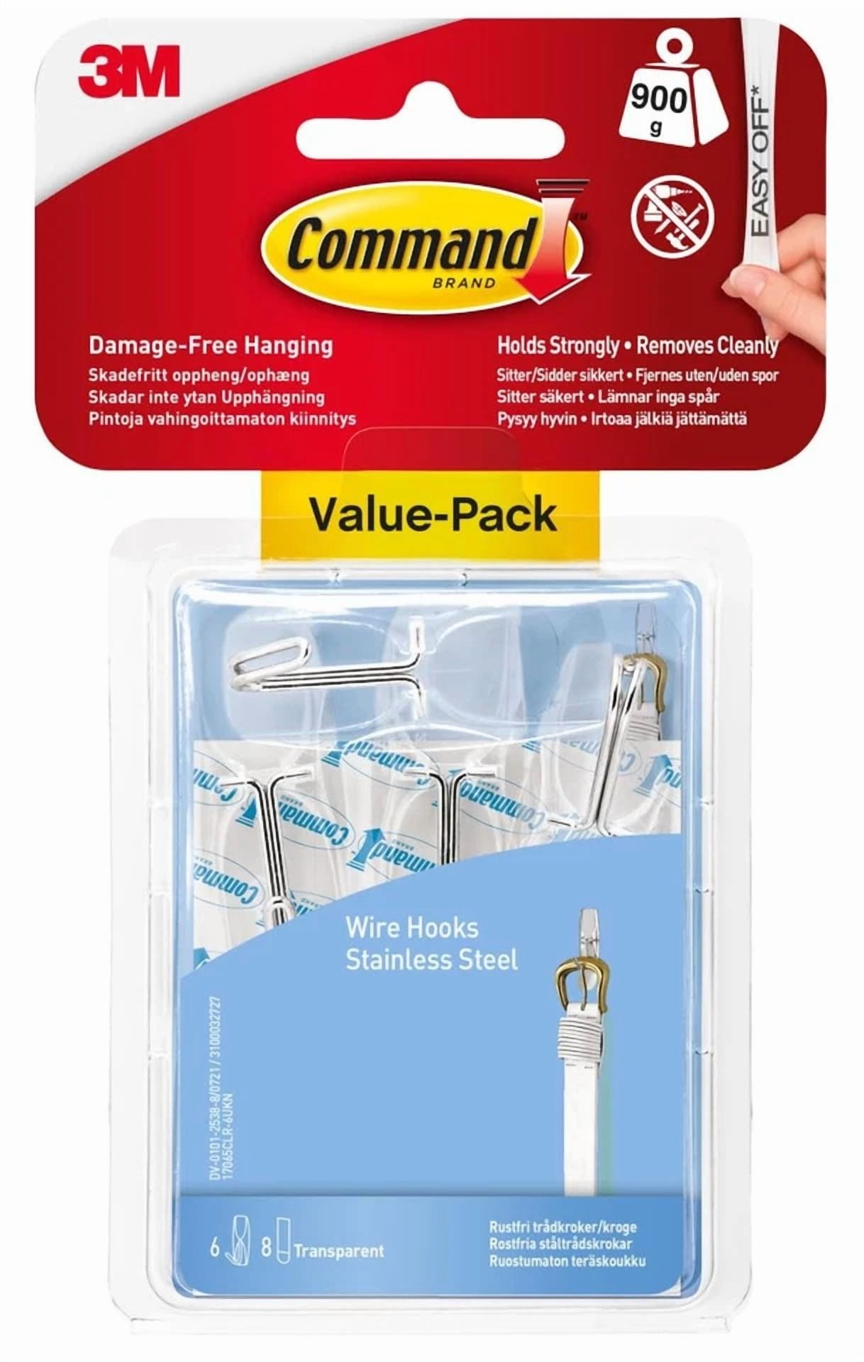 Command Clear Medium Wire Toggle Hooks 6 Pack Damage Free Wall Hangers ...