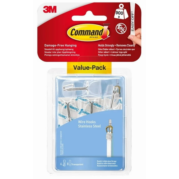 Command Clear Medium Wire Toggle Hooks 6 Pack Damage Free Wall Hangers ...