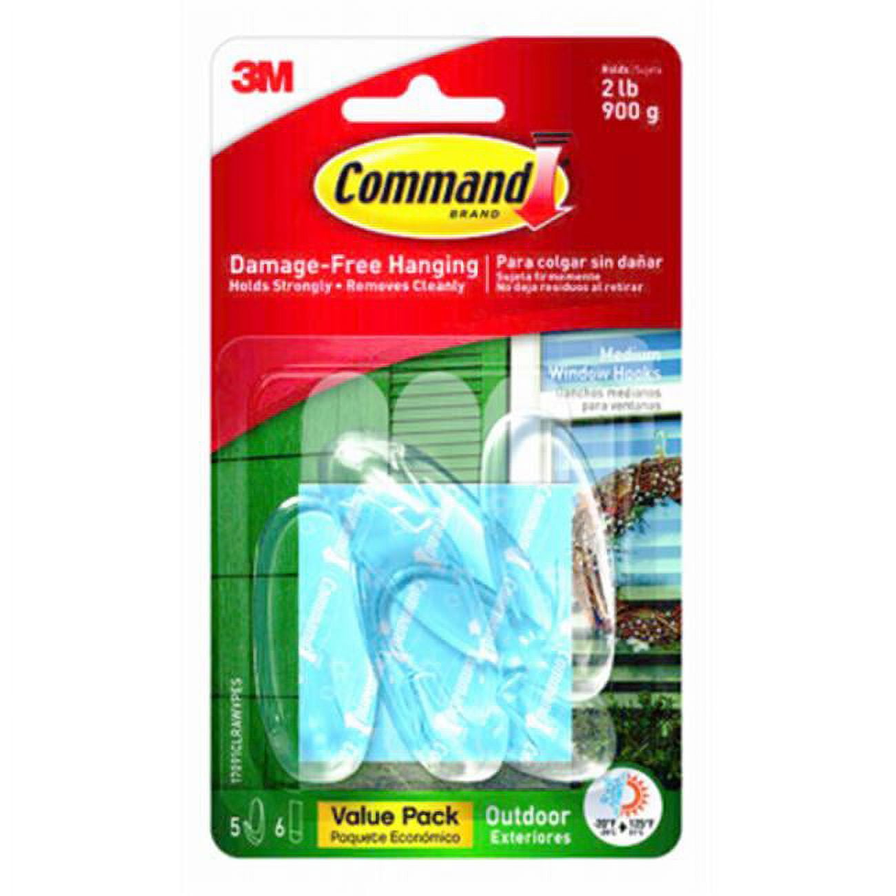 Command Clear Outdoor Window Hooks, Pack of 5 - Walmart.com