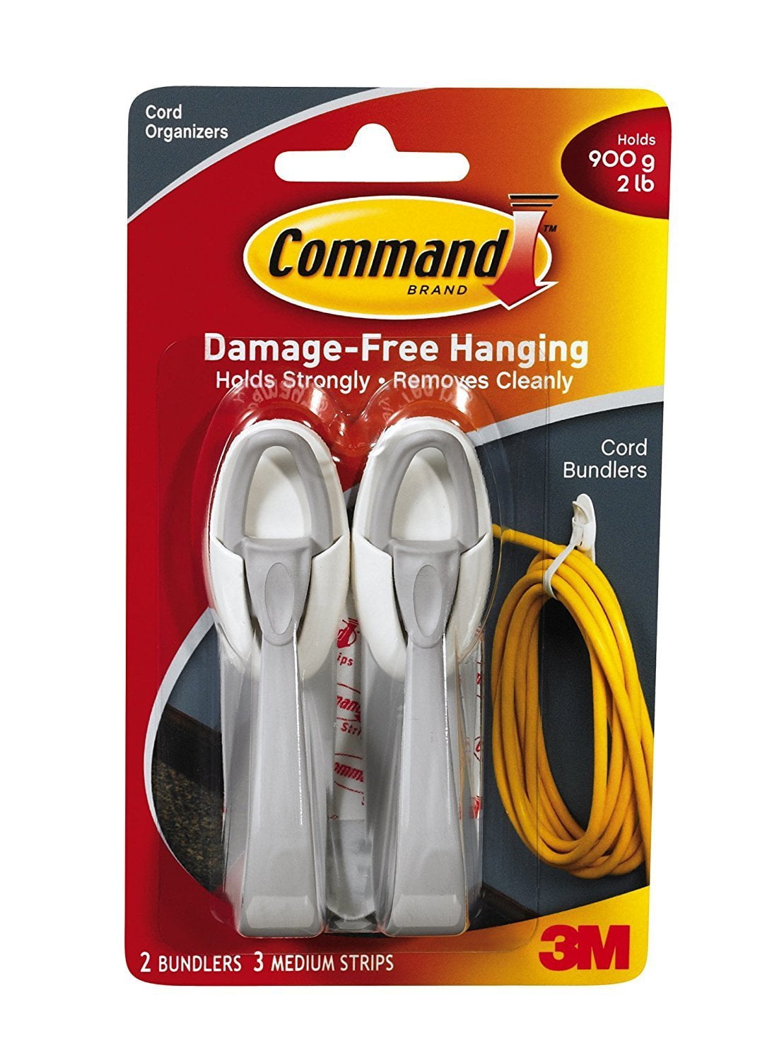 Command Cord Bundlers, White, 3-Pack, Adhesive Cable Management Hooks ...