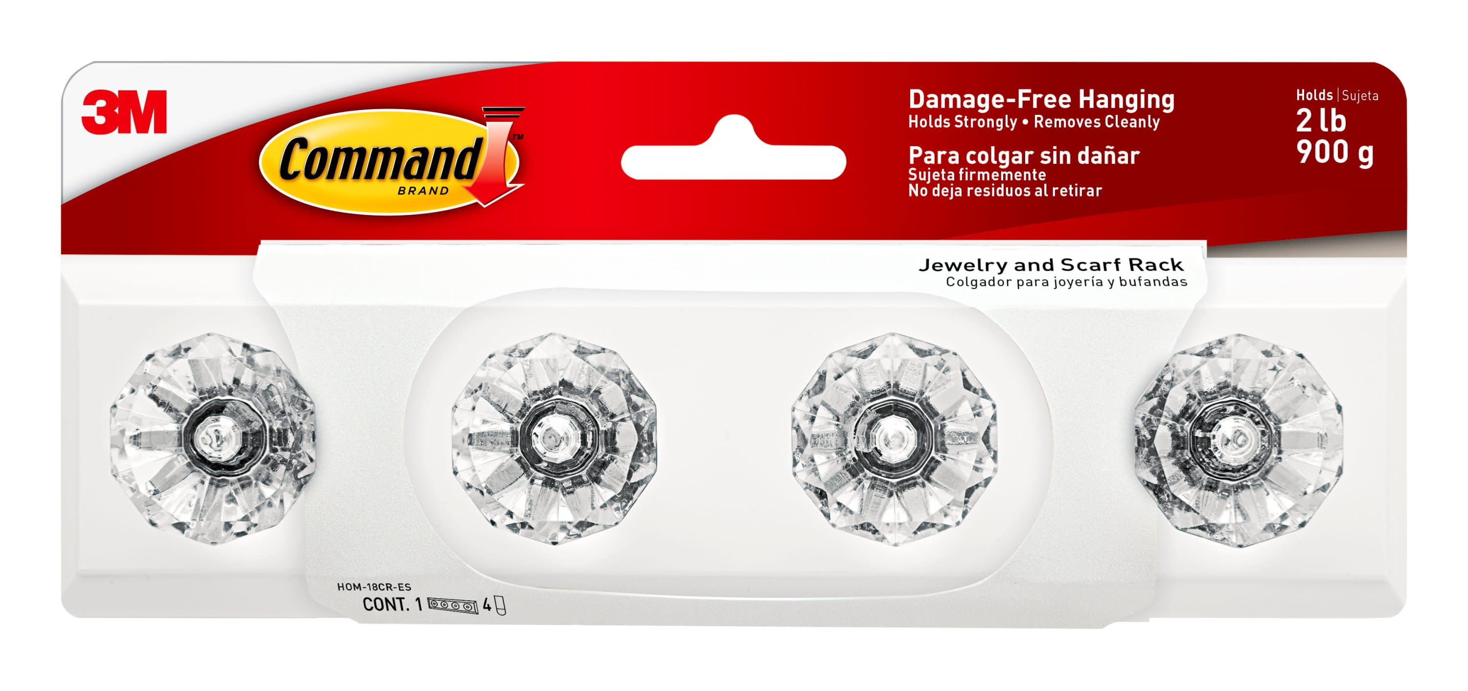 Command Crystal Knob Rack, Quartz, 1 Rack, 4 Strips/Pack - Walmart.com