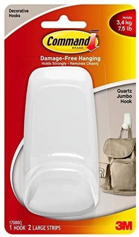 Command Damage-Free Hanging with 2 Strips Jumbo Hook Quartz - Walmart.com