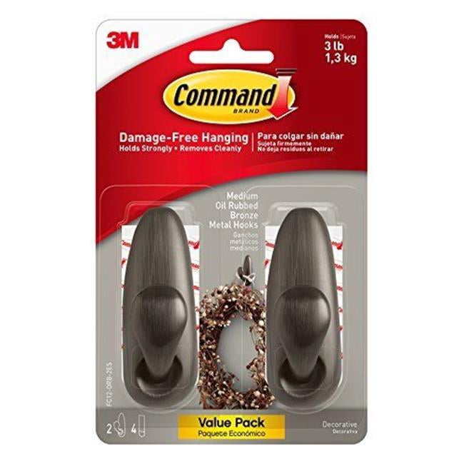 Command FC12-ORB-2ES Metal Hooks, Oil-Rubbed Bronze, 3-Lb., 2-Pk ...