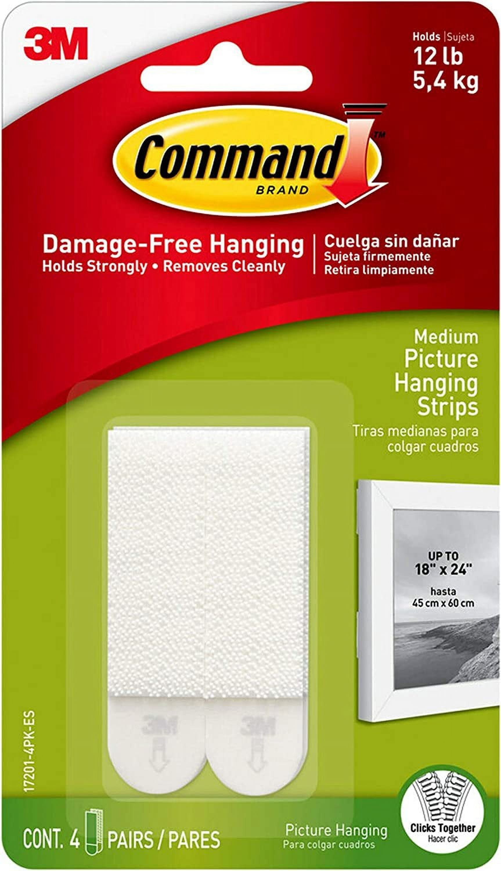 Command Foam 12 lb Picture Hanging Strips, Medium, 6-packages 24 pairs ...