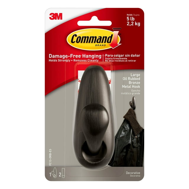 Command Forever Classic Large Metal Hooks, Oil Rubbed Bronze, Damage ...
