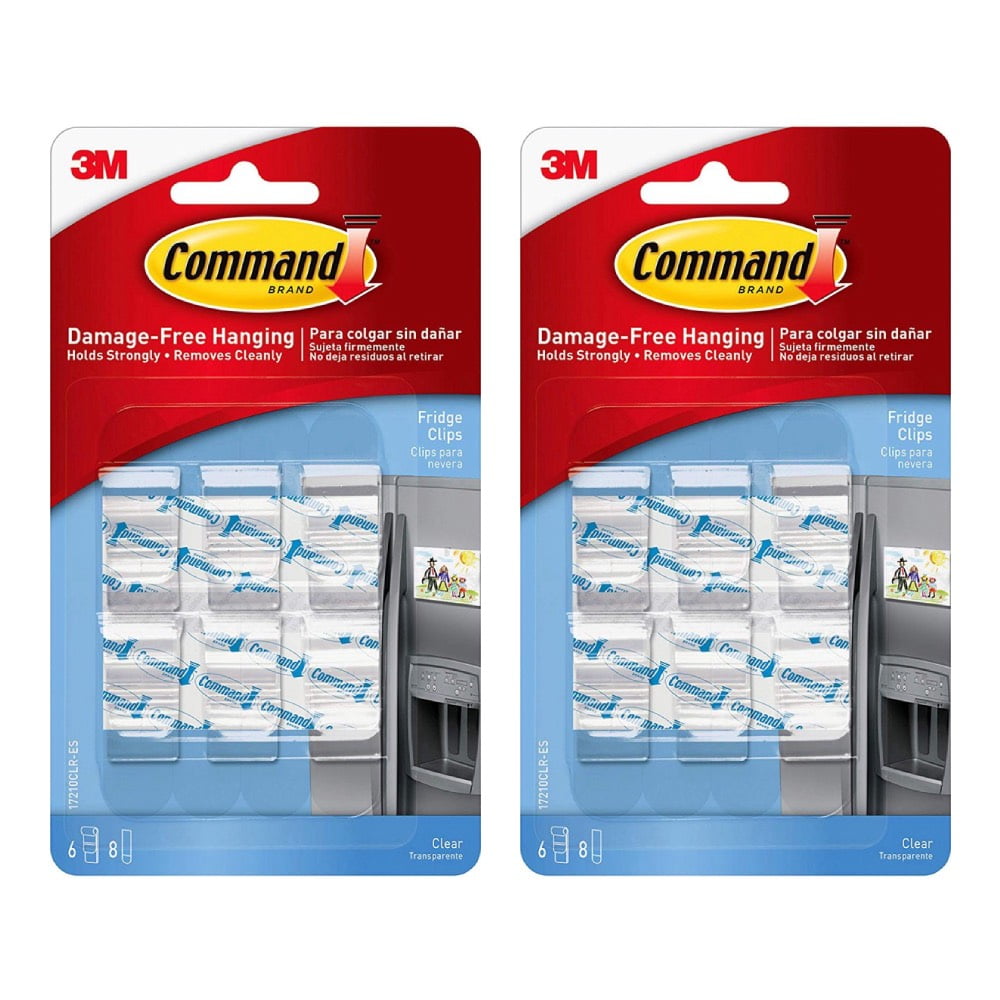 Command Fridge Clips 17210CLR Strong Hold 6 Clips 8 Strips Clear, 2 ...