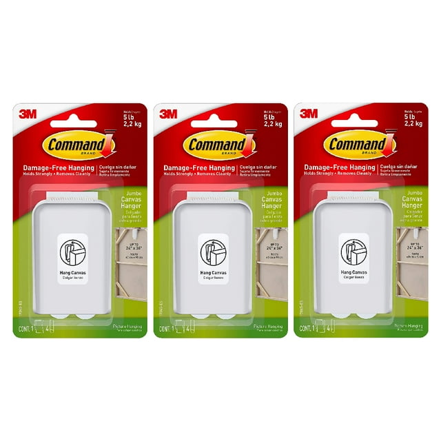Command Jumbo Canvas Hangers, Damage-Free, White Plastic, 3 Pack (1 ...