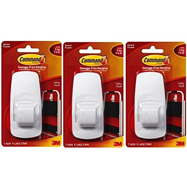 Command Jumbo Plastic Hook with Adhesive Strips, 3-Hooks - Walmart.com