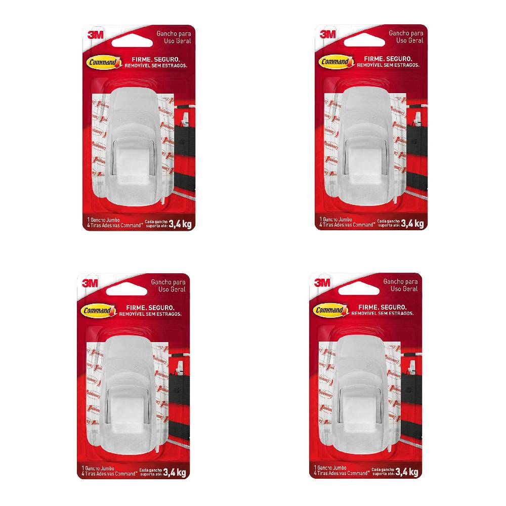Command Jumbo Utility Hook 1 Hook 4 Strips White, 4 Pack - Walmart.com