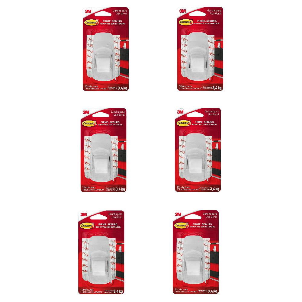 Command Jumbo Utility Hook 1 Hook 4 Strips White, 6 Pack - Walmart.com