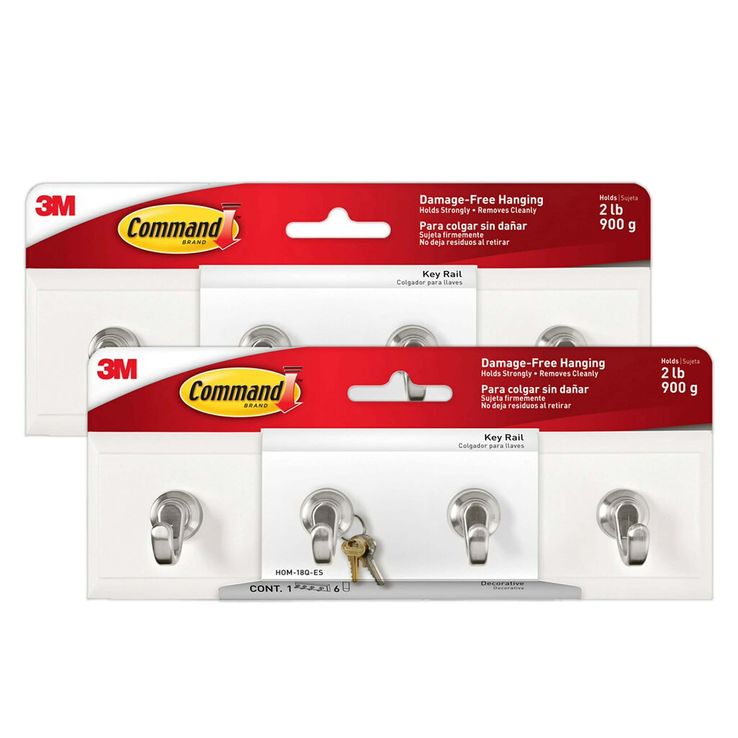 Command Key Rails, Total 2 Key Racks with 12 Command Strips, 2 Pack of ...