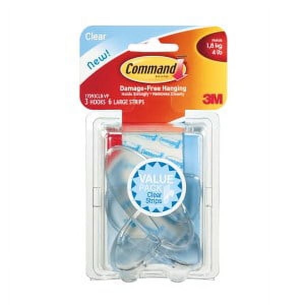 Command Large Clear Hook with Clear Strips Value Pack, 17093CLR-3AES ...