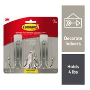 Command Designer Hooks, Brushed Nickel, Medium, 1 Hook, 2 Strips/Pack - Walmart.com