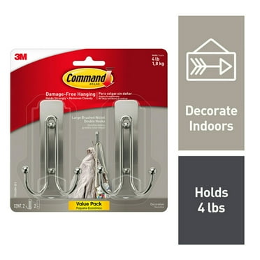 Command wire hook, white, medium, 2 hooks, 3 strips/pack, 5 pack - Walmart.com