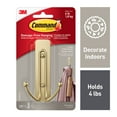 Command Satin Brass Large Double Wall Hook Surface Mount Easy to Use ...