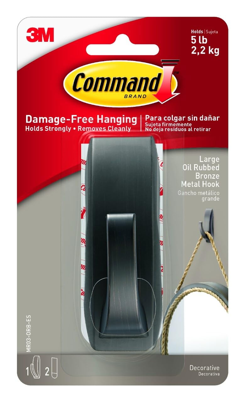 Command Large Modern Reflections Metal Hook, Holds up to 5 lb, Oil ...