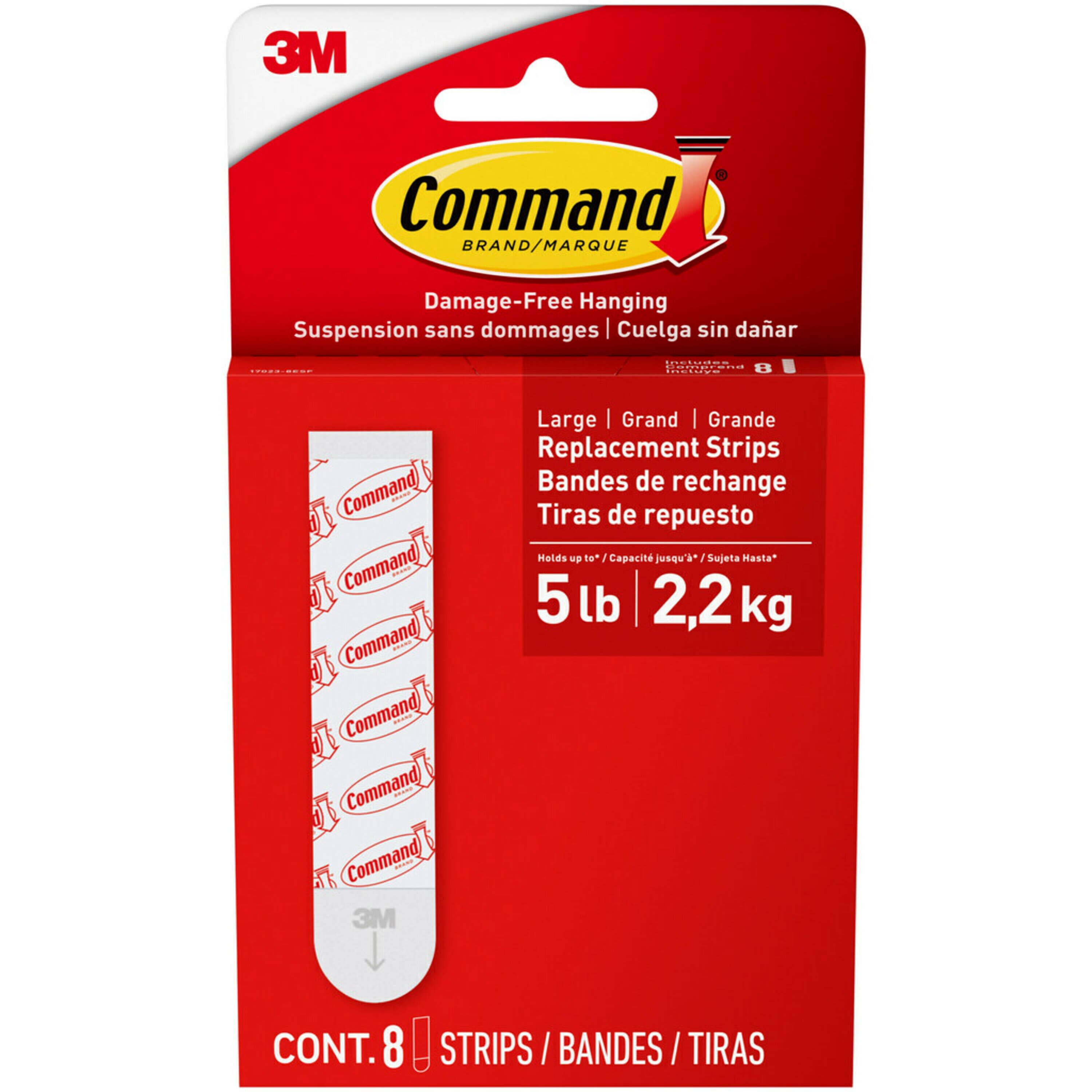 Command Large Replacement Strips, Foam, Plastic, 8 Strips, 17023-8ESF ...