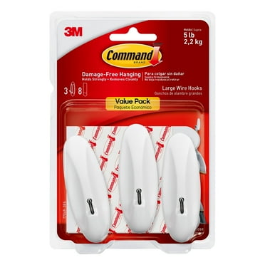 Command wire hook, white, large, 1 hook, 2 strips/pack, 5 pack - Walmart.com
