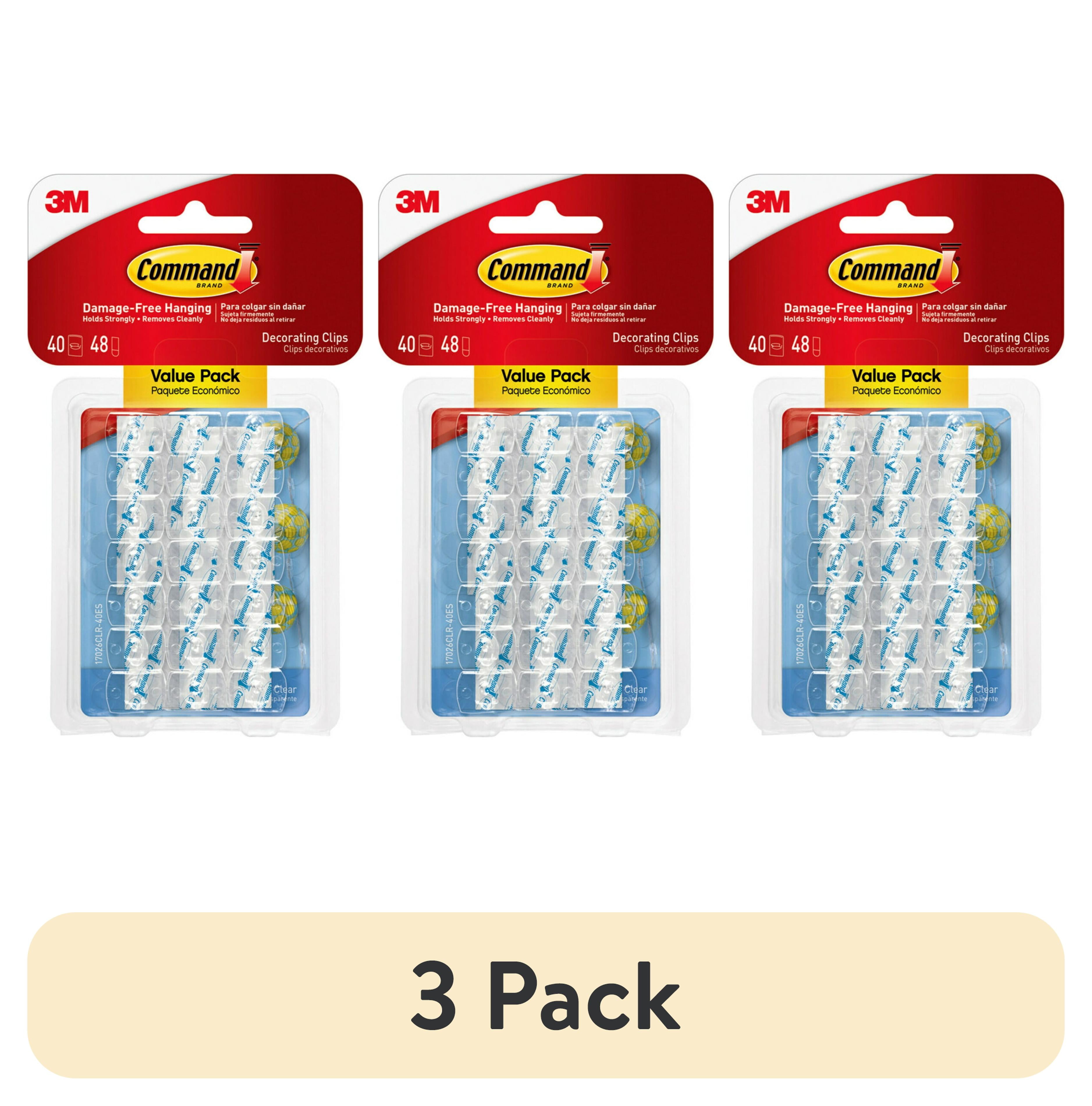 (3 pack) Command Light Clips Value Pack, Clear, Hang Lights, 40 Clips ...