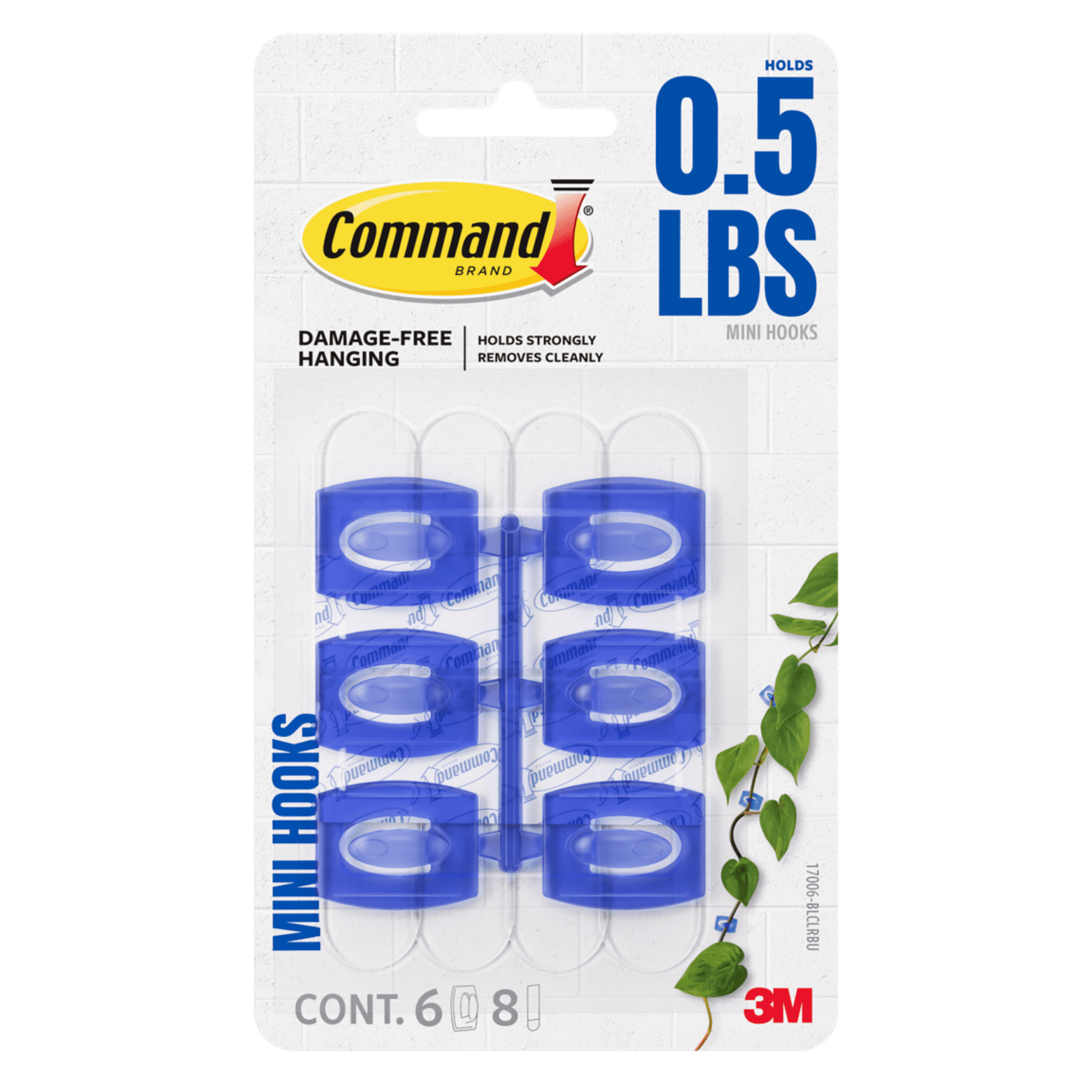 Command Limited Edition Mini Hooks [Removable]: 6-pack (Blueberry) 6-pack - Walmart.com