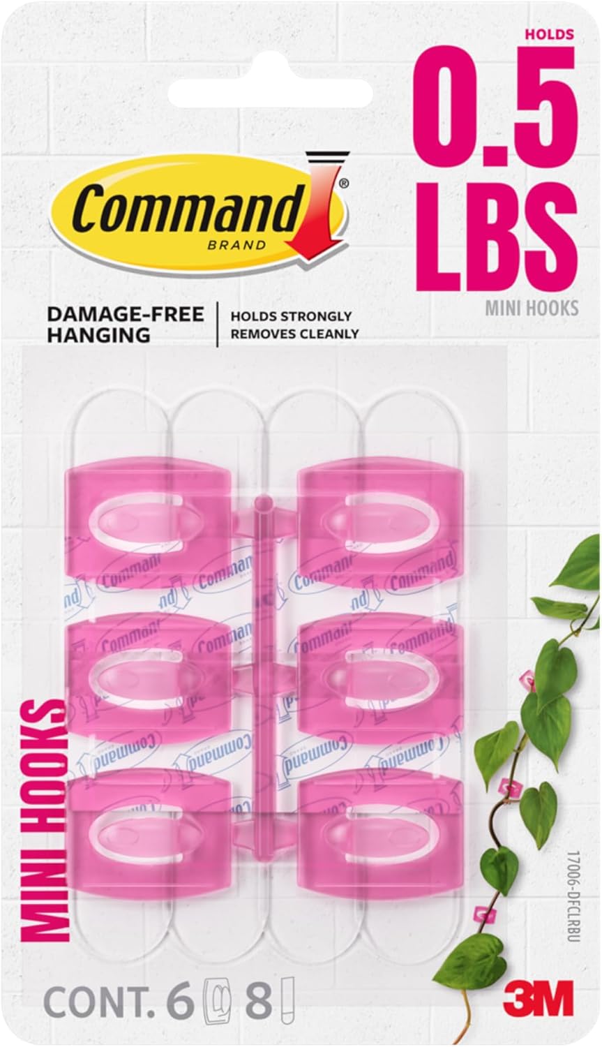 Command Limited Edition Mini Hooks [Removable]: 6-pack (Dragonfruit ...