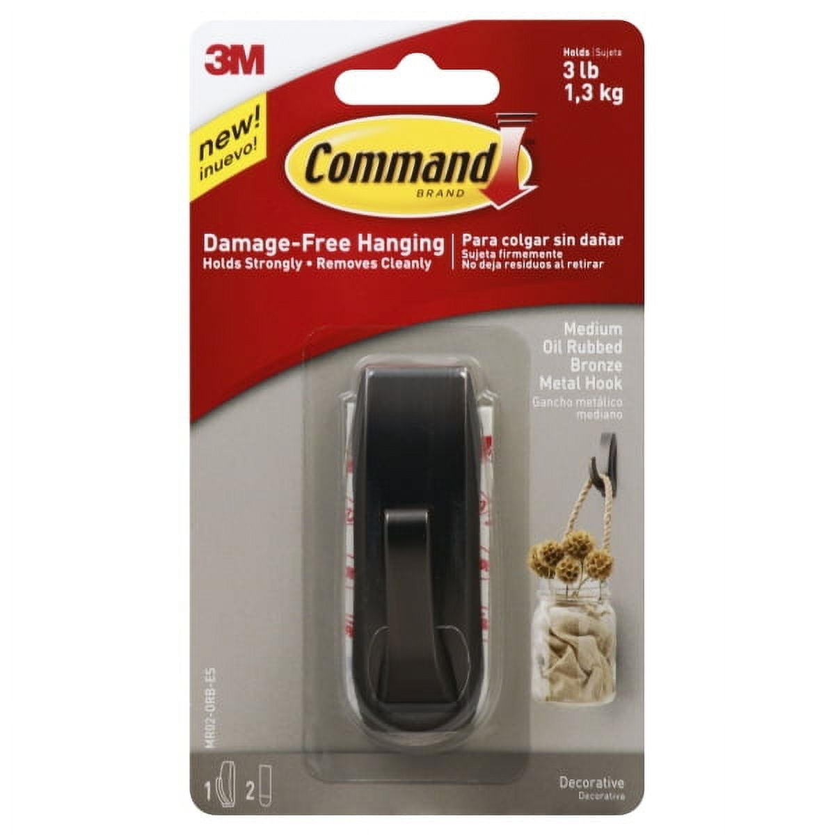 Command MR02-ORB-ES Modern Reflections Metal Hook, Oil Rubbed Bronze, 1 ...