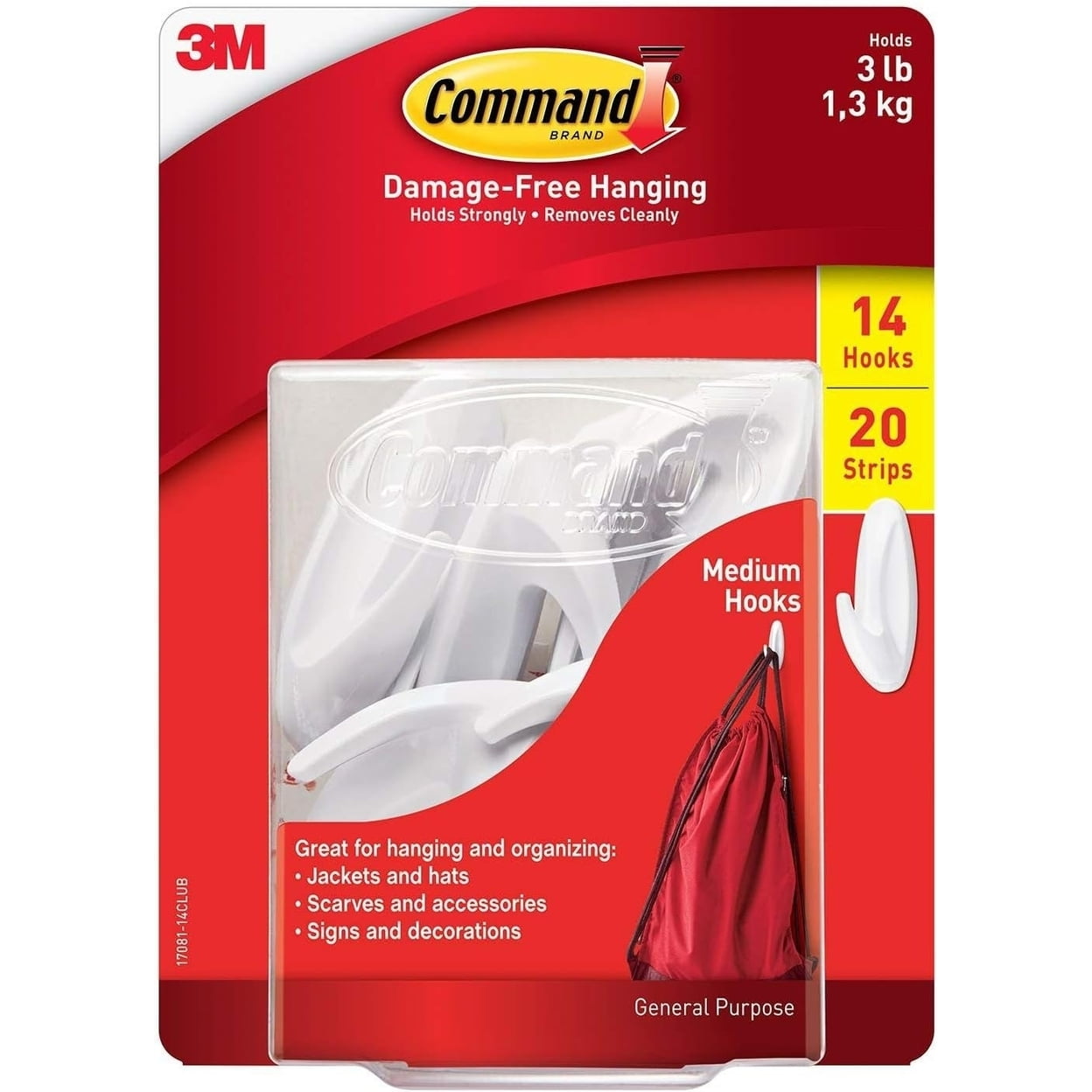 Command Medium Designer Hooks White (14 Hooks 20 Strips) - Walmart.com