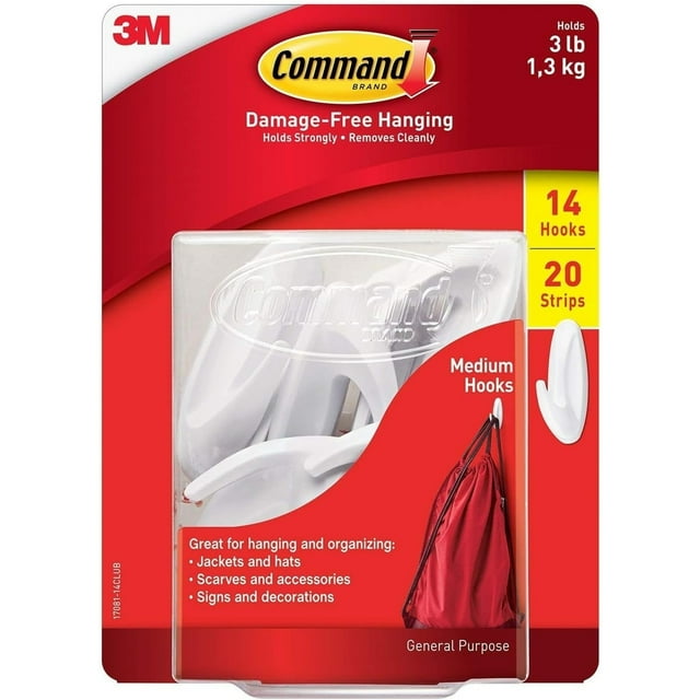 Command Medium Designer Hooks White (14 Hooks 20 Strips) - Walmart.com